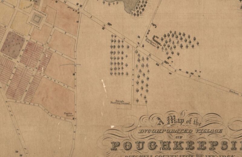 02 – Image of the 1834 map of Poughkeepsie showing the Friends burial ...